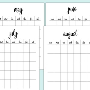 Blank Portrait Calendar Printable, Perpetual Calendar Printable, Month ...