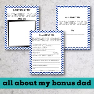 All About My Dad Printable, Step Dad Father's Day Gift, All About My ...