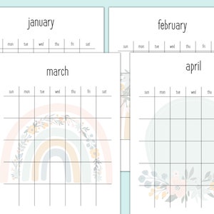 Month at a Glance Printable, Blank Portrait Calendar Printable ...