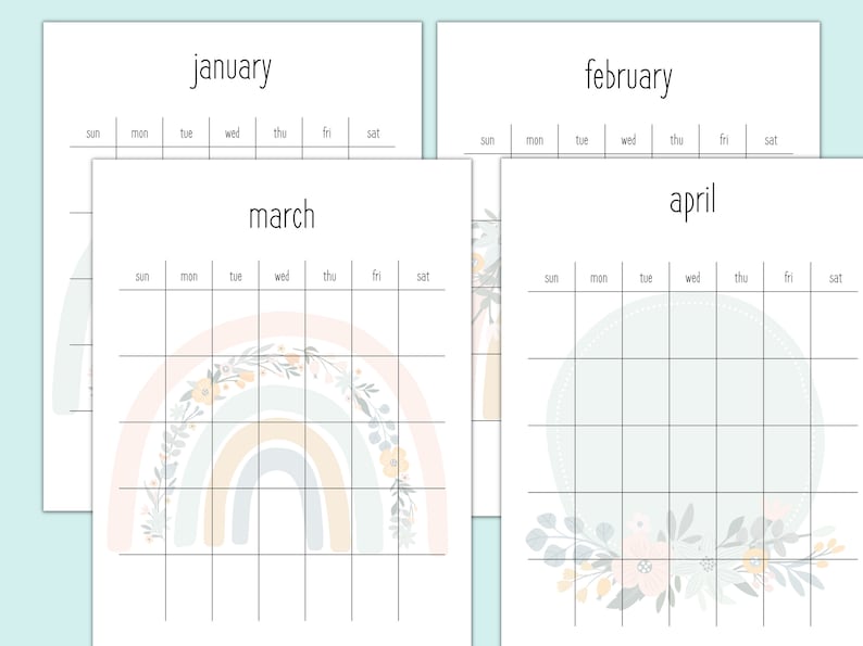 Month at a Glance Printable, Blank Portrait Calendar Printable ...