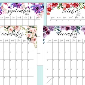 Watercolor 2023 Calendar Printable, Monthly Calendar Printable Pretty ...