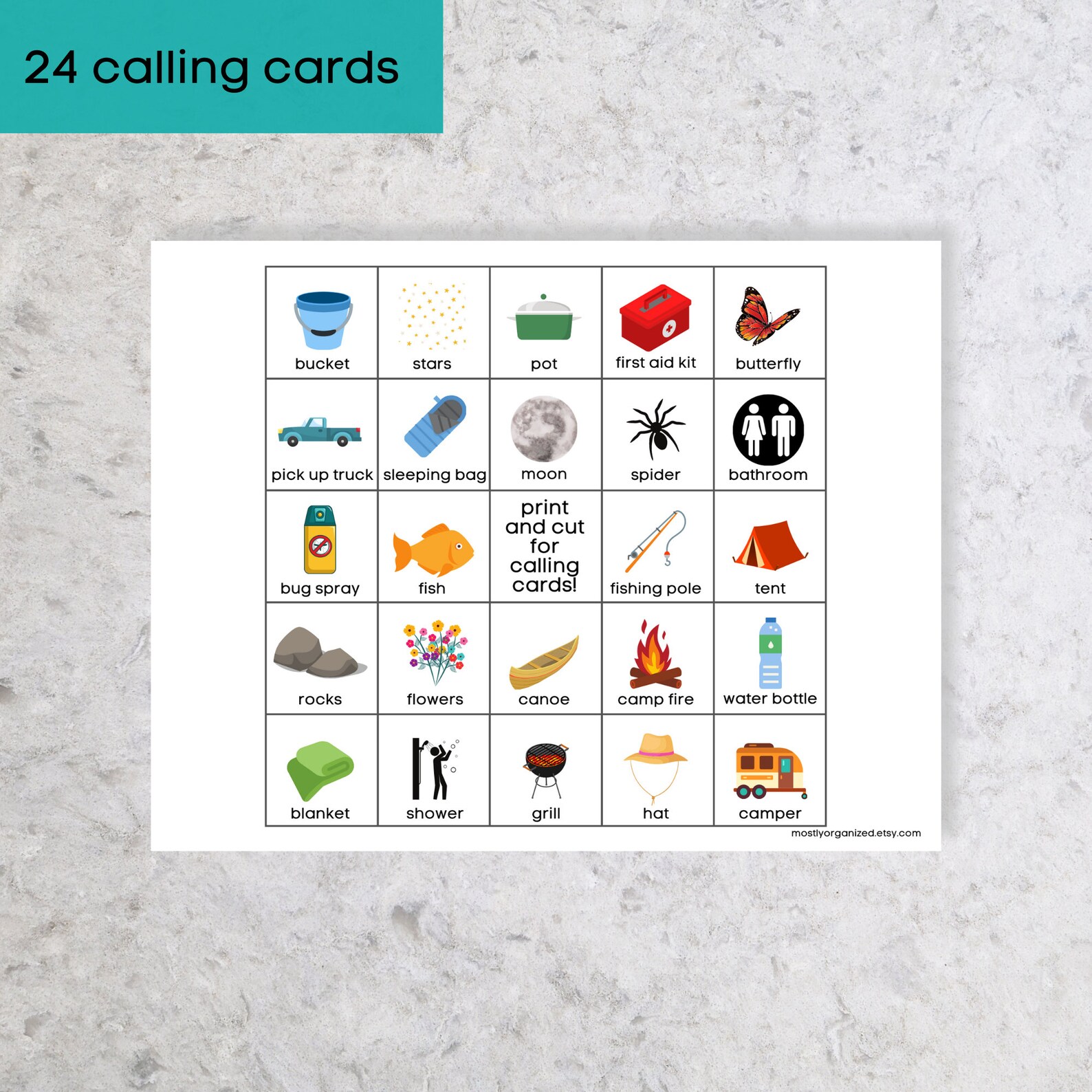 Camping Bingo Printable Camping Scavenger Hunt Printable | Etsy