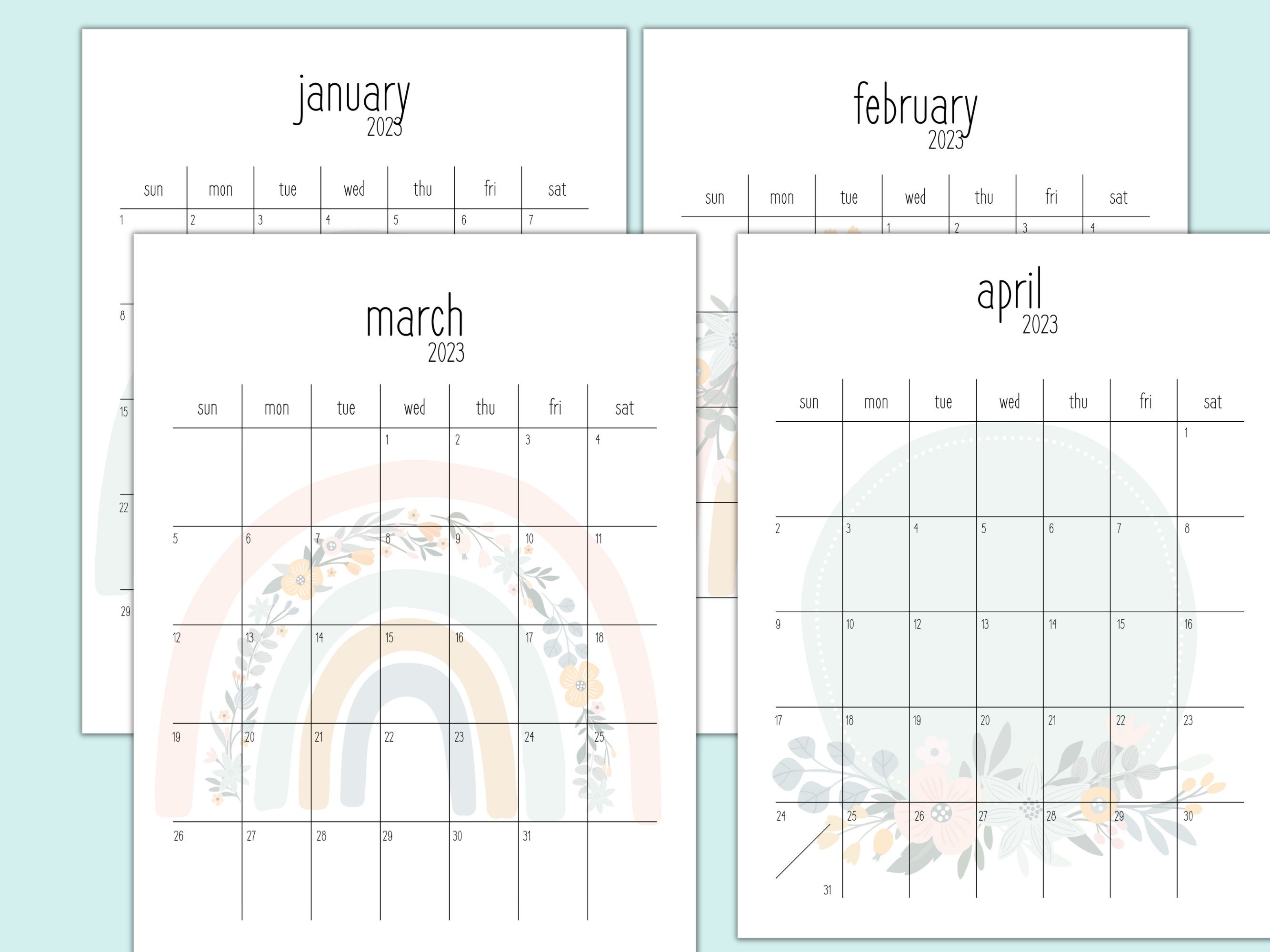 Boho Calendar Printable 2023 Boho Monthly Planner 2023 - Etsy