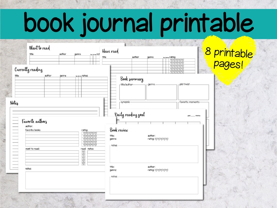 Printable Reading Journal, Printable Reading Log, Printable Book ...