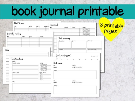 Printable Reading Journal Printable Reading Log Printable | Etsy