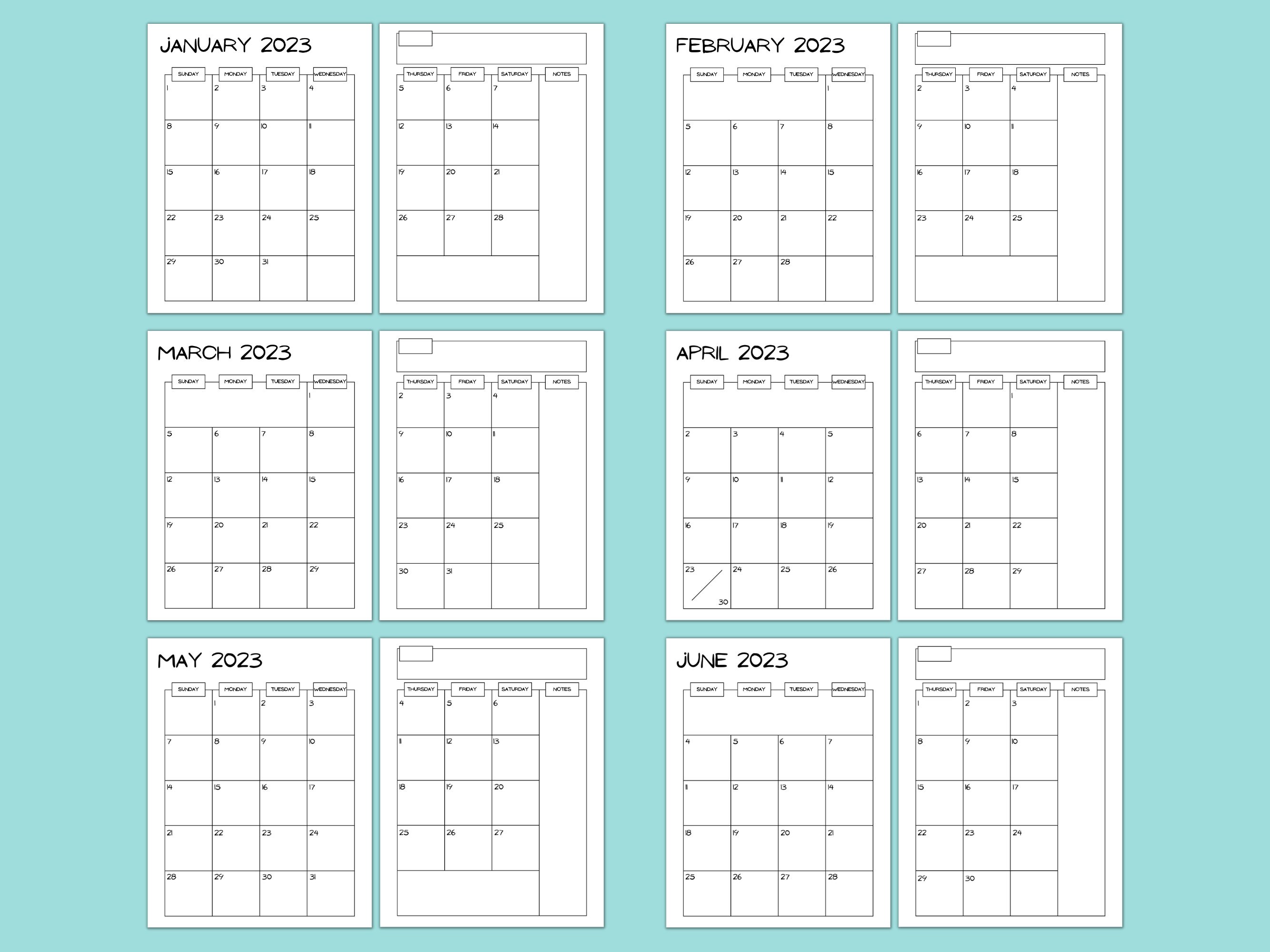 PDF 2023 Calendar Printable Monthly, Minimalist 2023 Calendar Template ...
