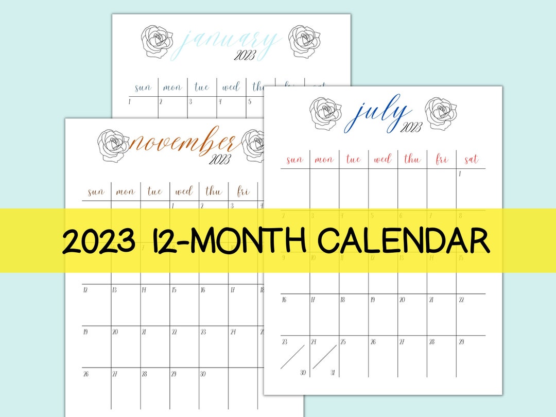 2023 Letter Size Calendar, Calendar Download 2023, 2023 Calendar ...