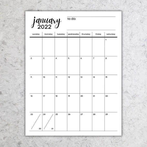 Free Printable Monthly Calendar January 2022 January 2022 Monthly
