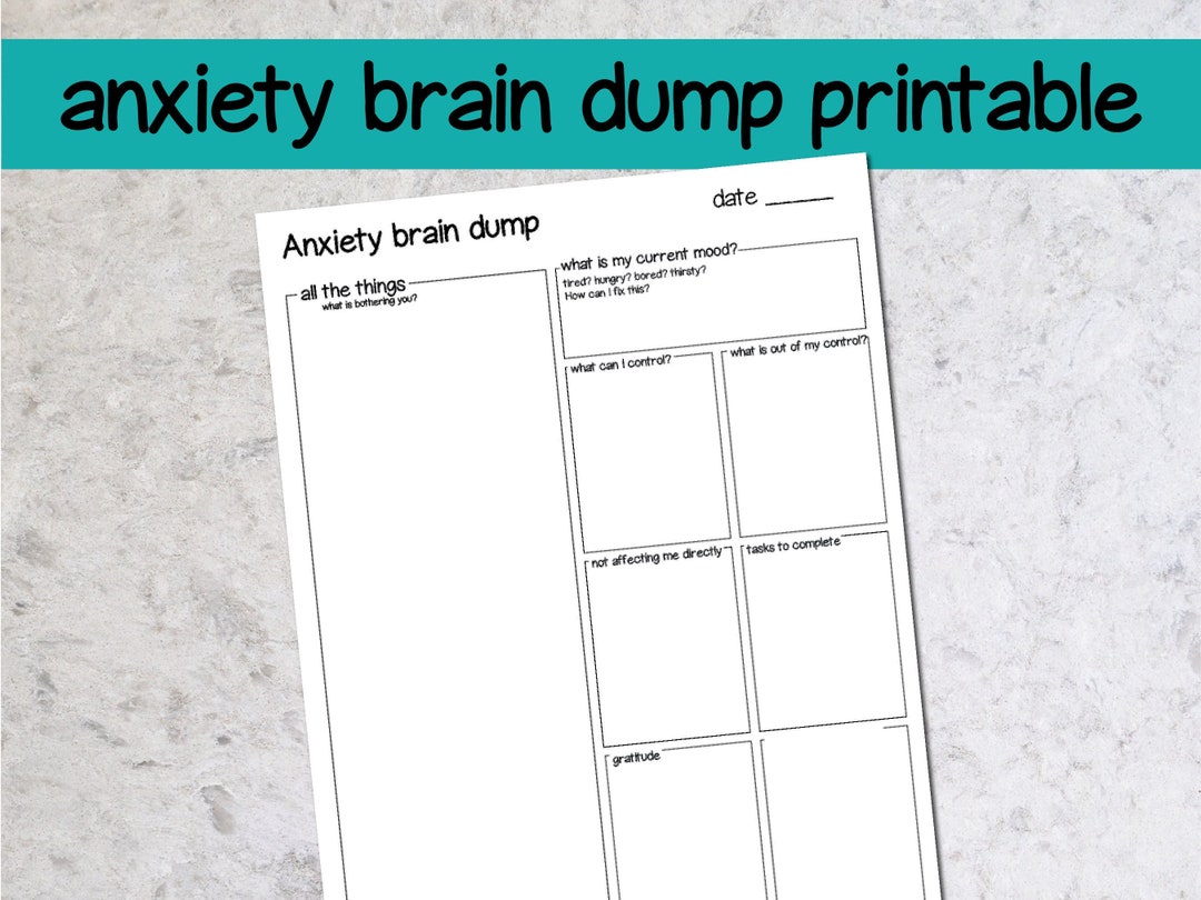 Anxiety Brain Dump Printable, Anxiety Workbook for Adults, Anxiety ...