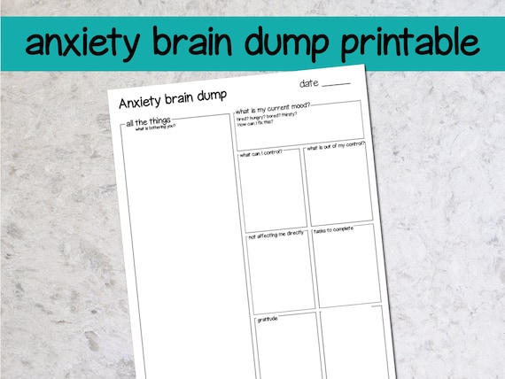 Anxiety Brain Dump Printable Anxiety Workbook for Adults | Etsy