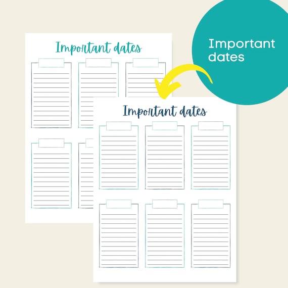 Important Dates To Remember Printable