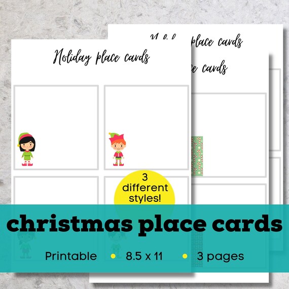 Printable Holiday Place Cards Printable Tented Christmas - Etsy