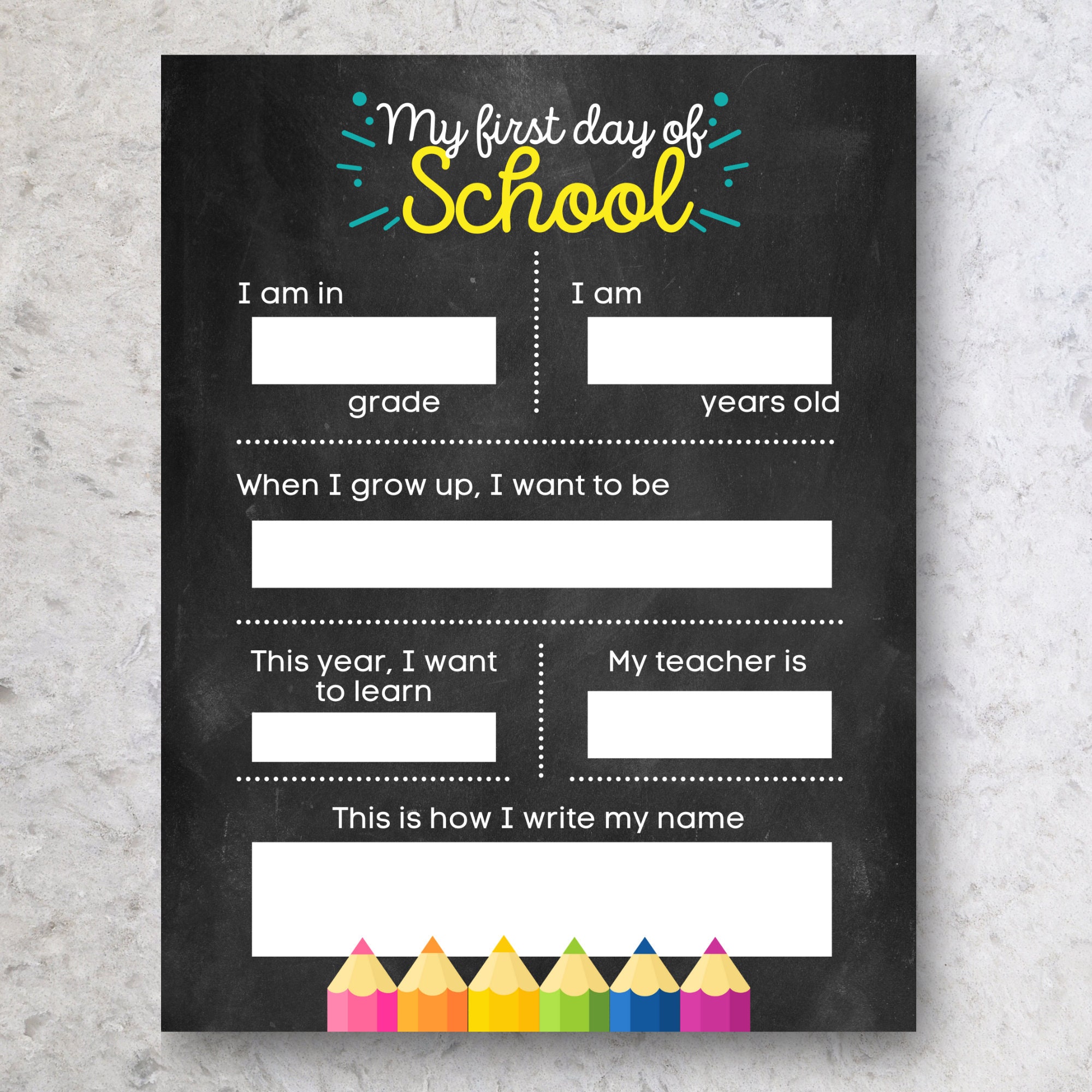 Back to School Sign Printable First Day of School Sign - Etsy