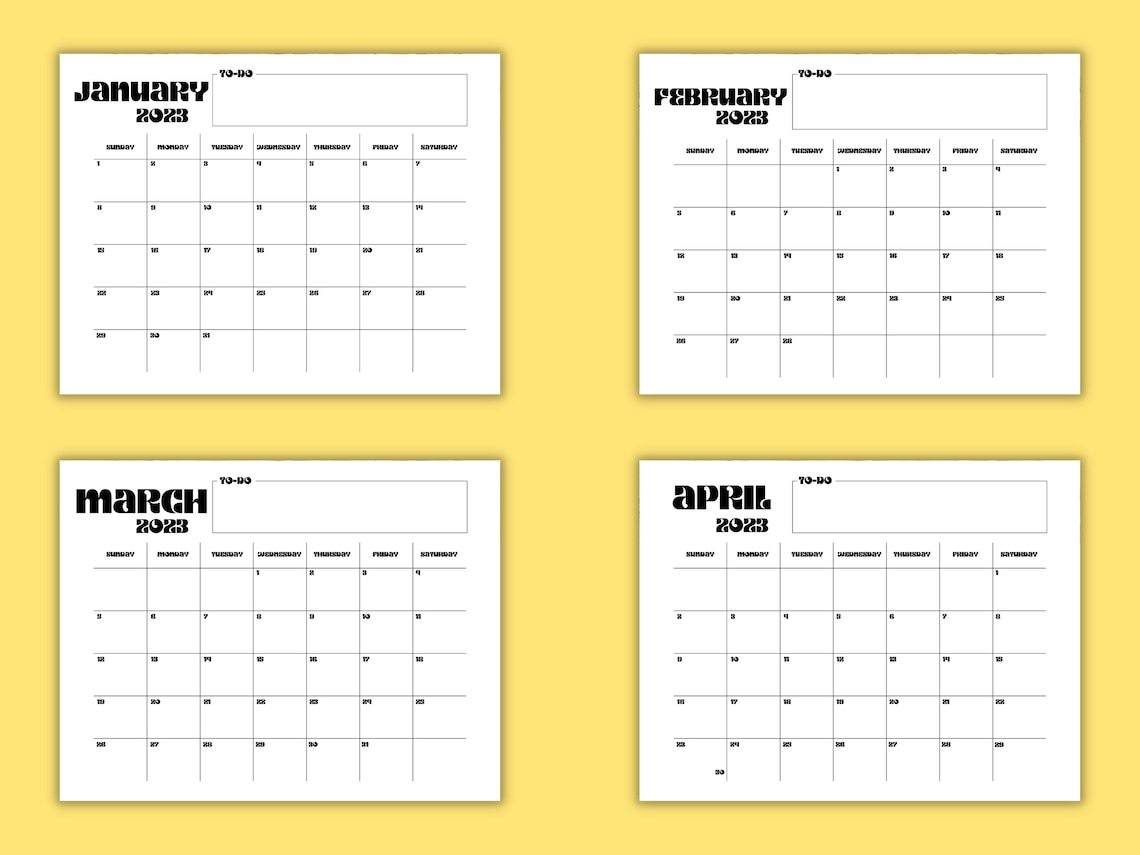 2023 Landscape Calendar Printable, Minimalist 2023 Calendar Printable ...
