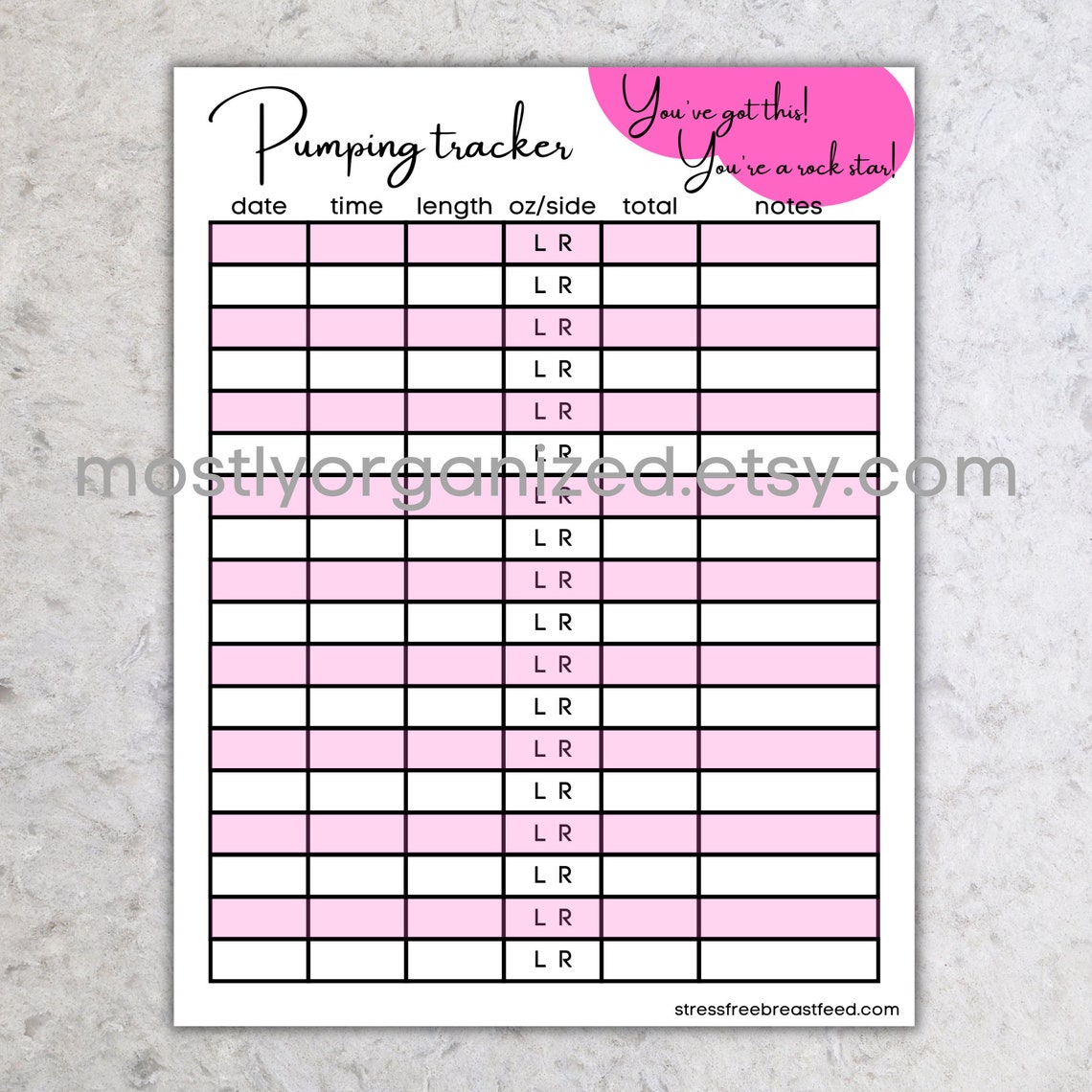 Printable Breast Milk Tracker, Breast Pumping Log, Exclusive Pumping ...
