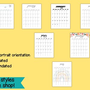 Minimalist 2023 Calendar Printable at a Glance, 12 Month Calendar ...