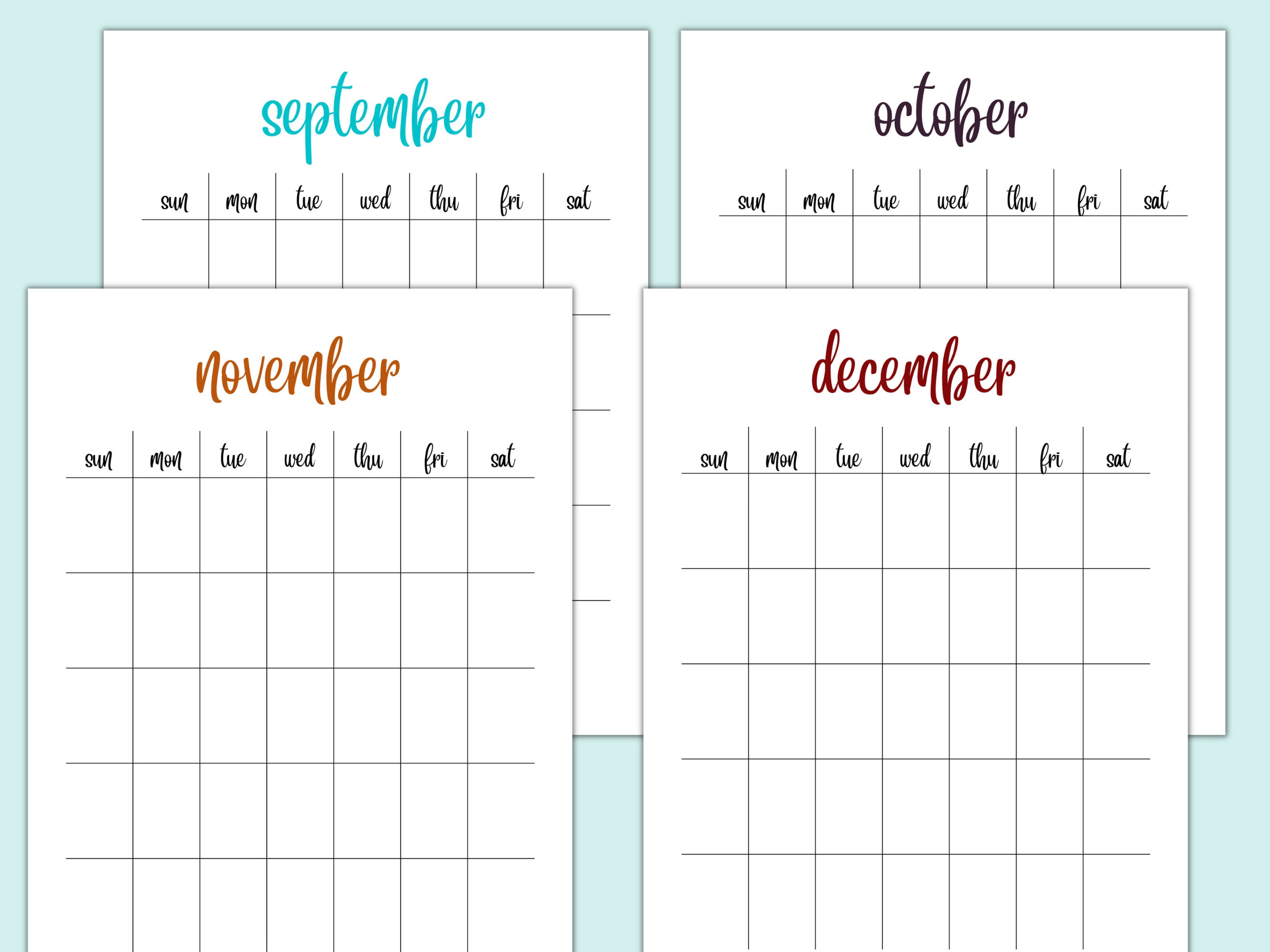 Blank Portrait Calendar Printable, Perpetual Calendar Printable, Month ...