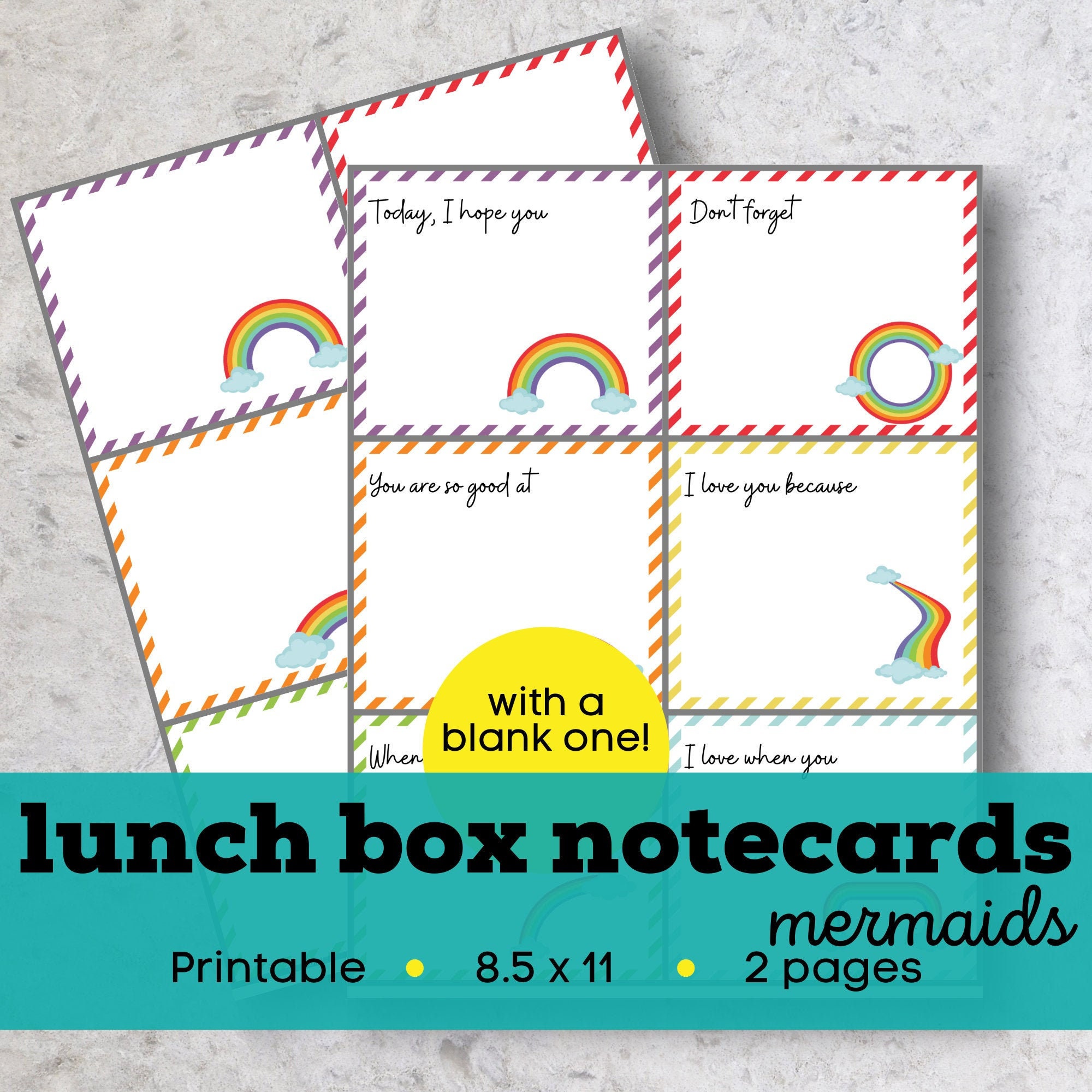 Printable Lunch Box Notes for Kids, Lunch Box Cards, Printable ...