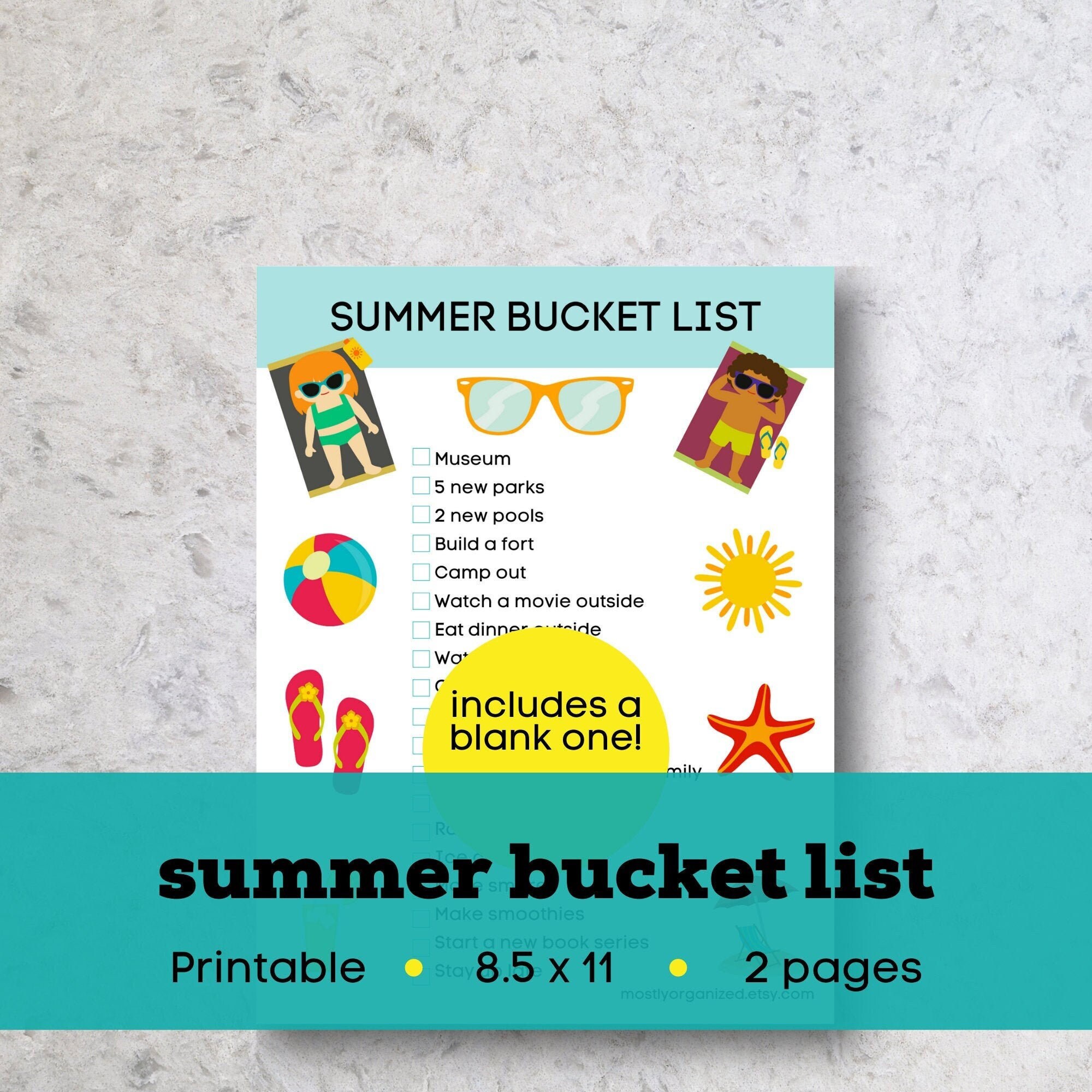 Summer to Do List Kids Printable, Kids Summer Bucket List Printable ...
