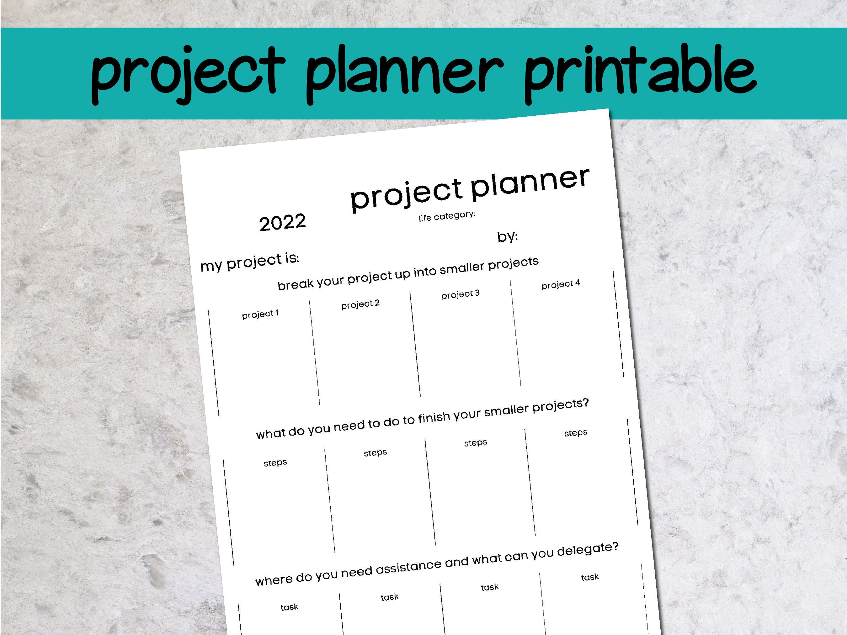Project Planner Printable, Productivity Planner Printable, Task Tracker ...
