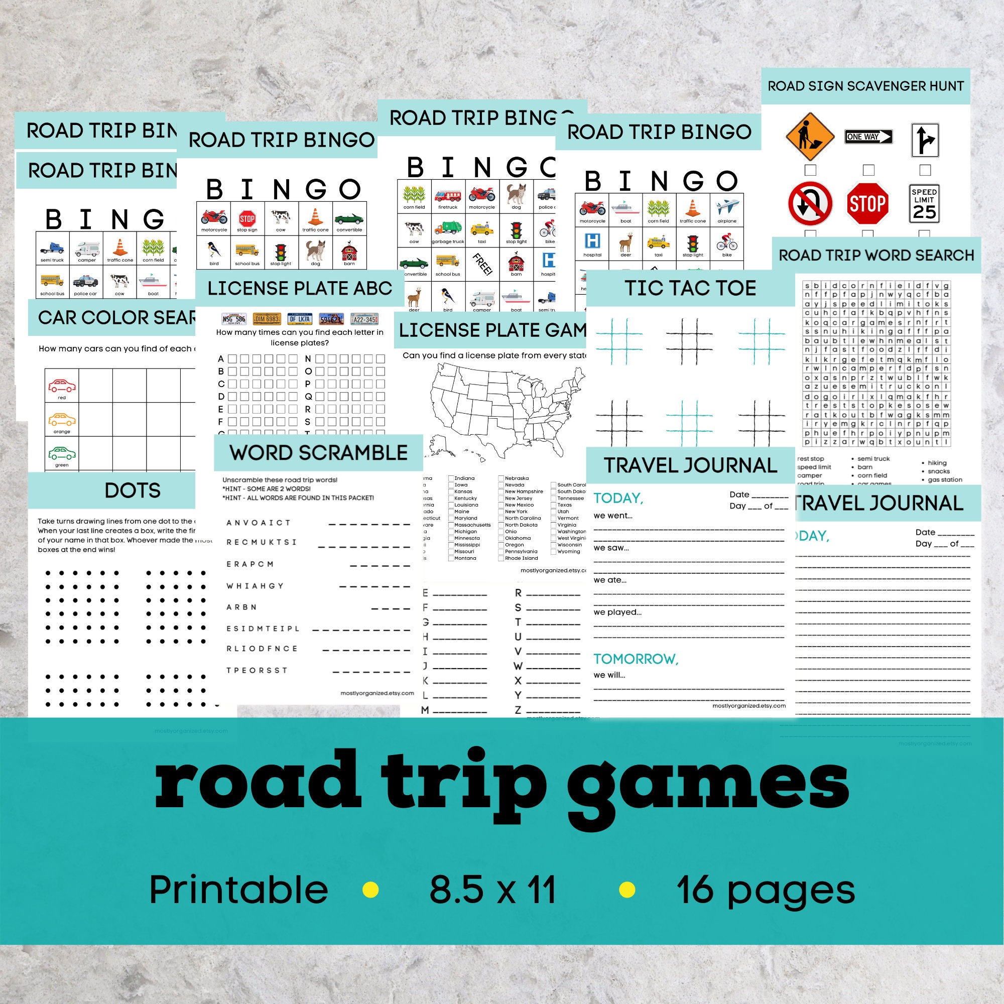 Road Trip Bingo Printable, Instant Download Bingo, Road Trip Games, Car ...