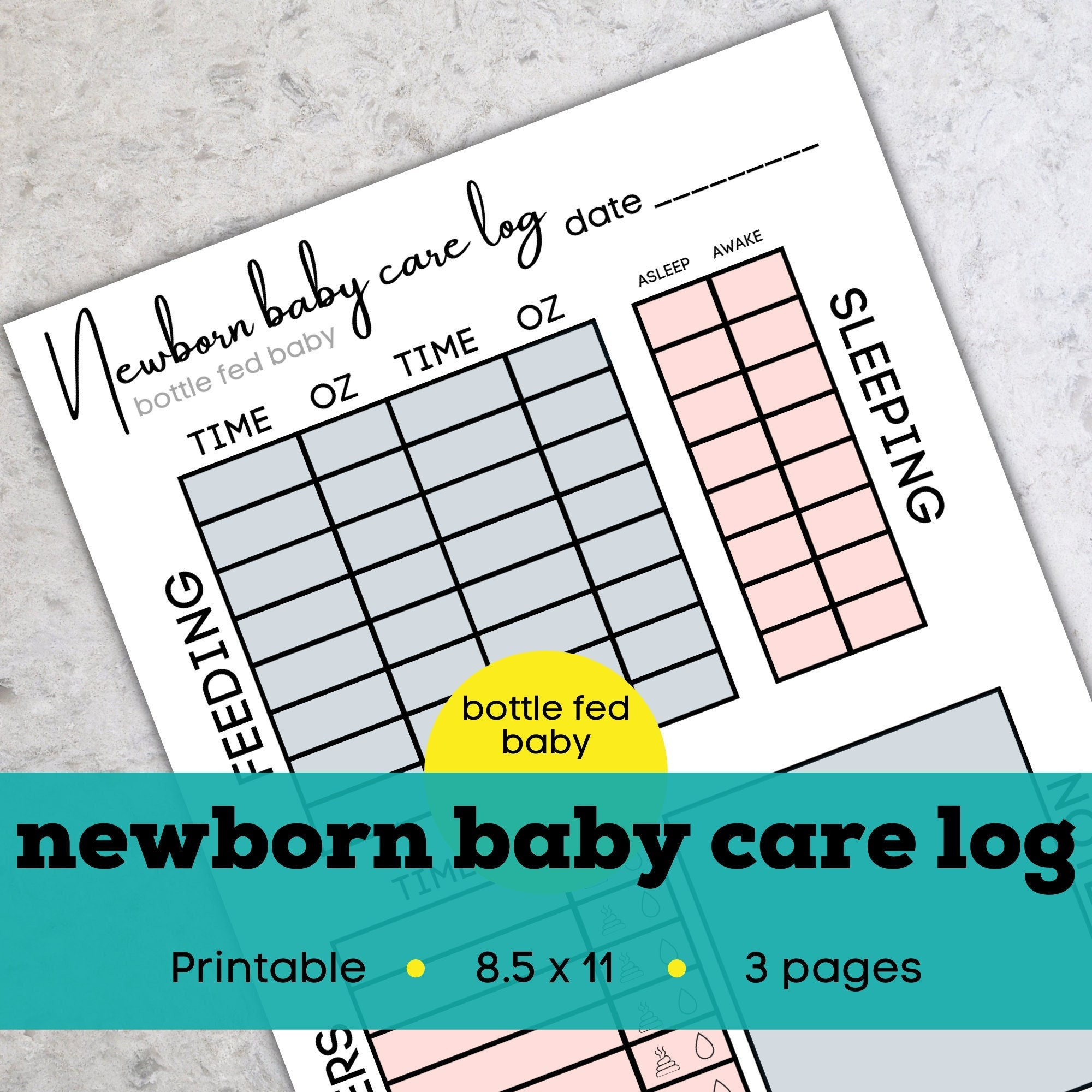 Printable Breastfeeding Log, Bottle Fed Printable Newborn Feeding ...