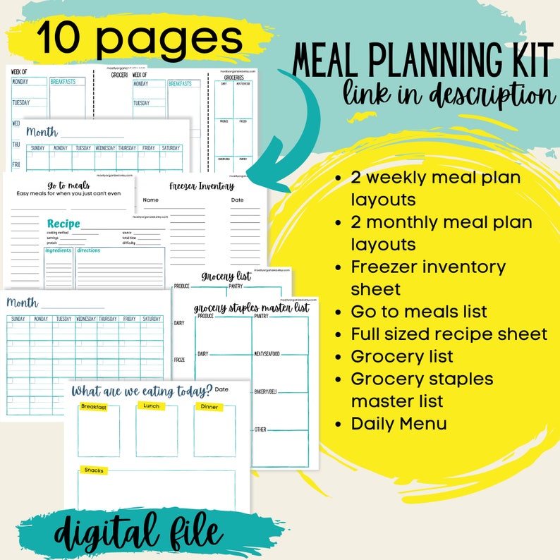 Daily Meal Planner Printable Daily Menu Board Template - Etsy