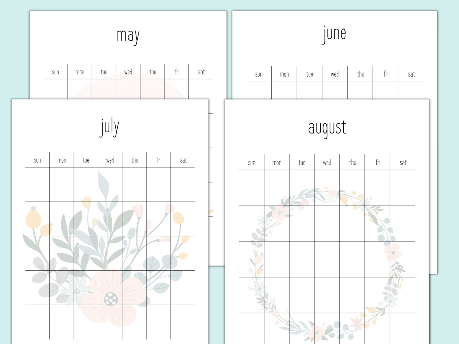 Month at a Glance Printable, Blank Portrait Calendar Printable ...