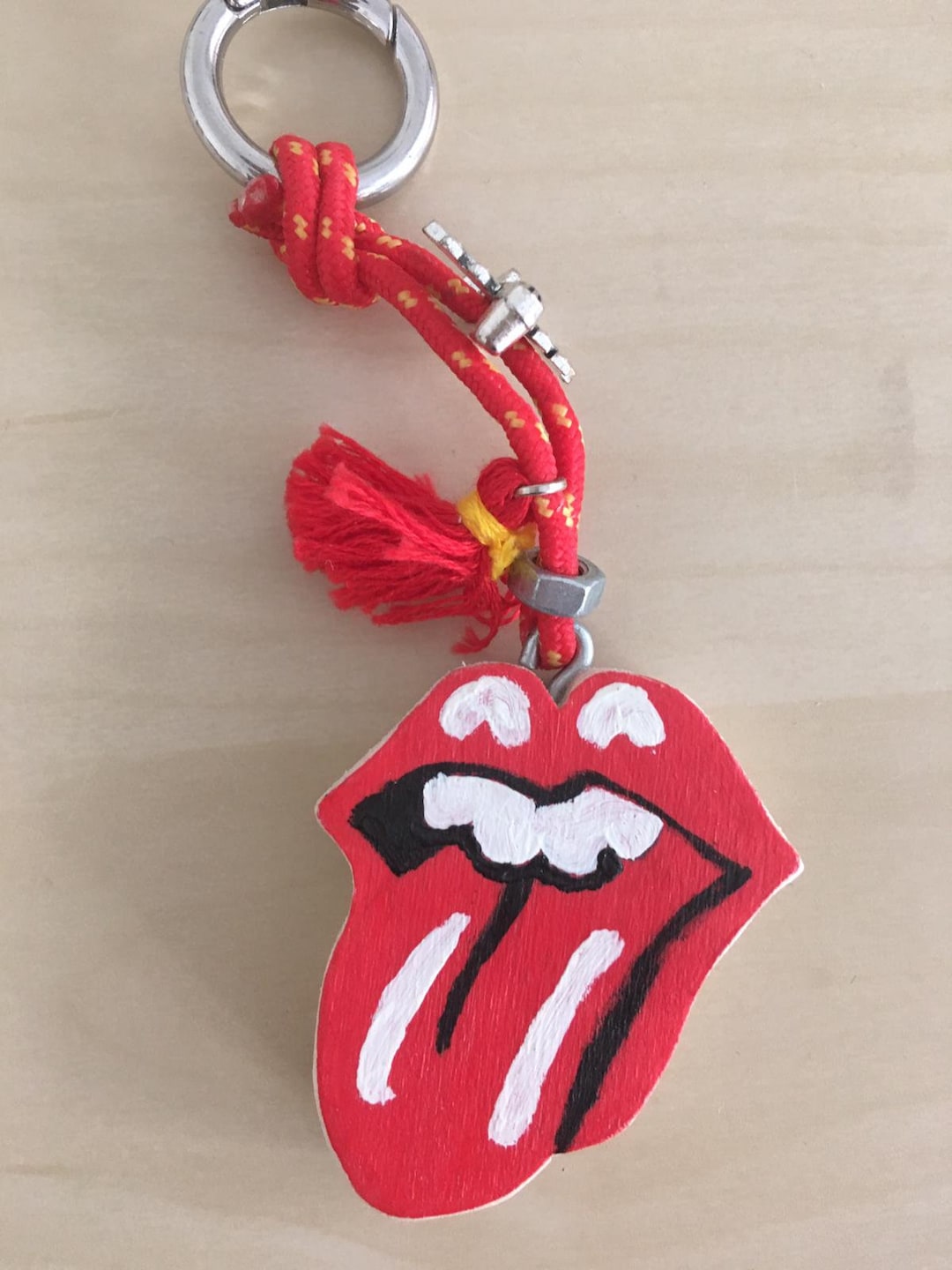 Rolling Stones Tongue Keychain, Wooden Keychain, Custom Keychain Rock ...