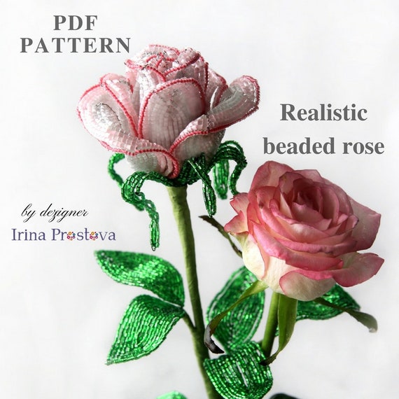 Beading Pattern Beaded Rose Tutorial Beading Tutorial Beadwork | Etsy