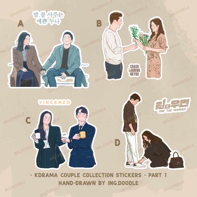 Kdrama Couple Fan Art Sticker Part 1 | Korean Drama Cute Couple Series ...