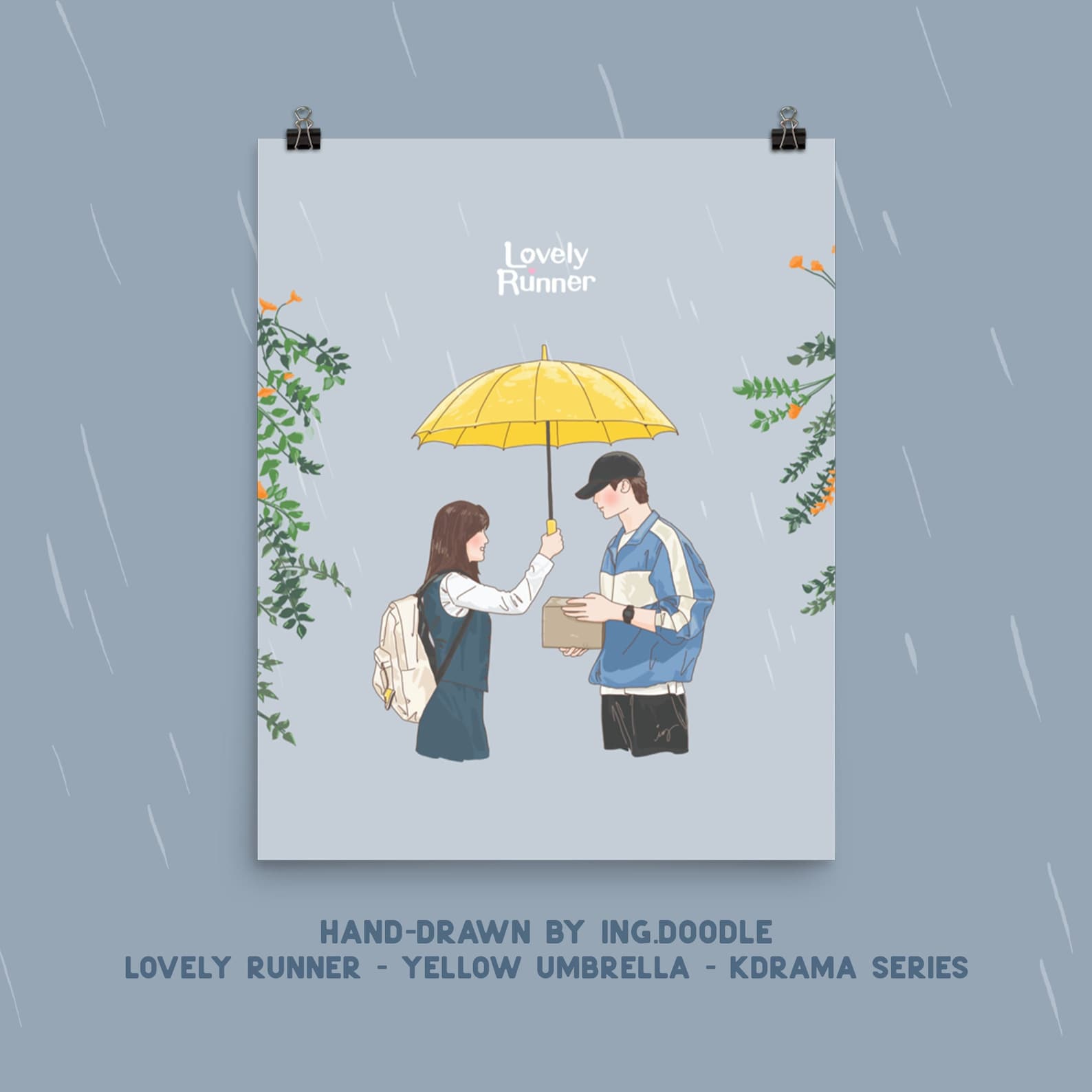 Lovely Runner - Yellow Umbrella - Kdrama Poster | Byeon Woo Seok | Kim ...