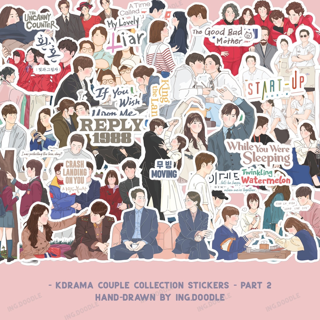 Kdrama Couple Sticker Part 2 - Kdrama Squad Sticker | Kdrama Fan Art ...