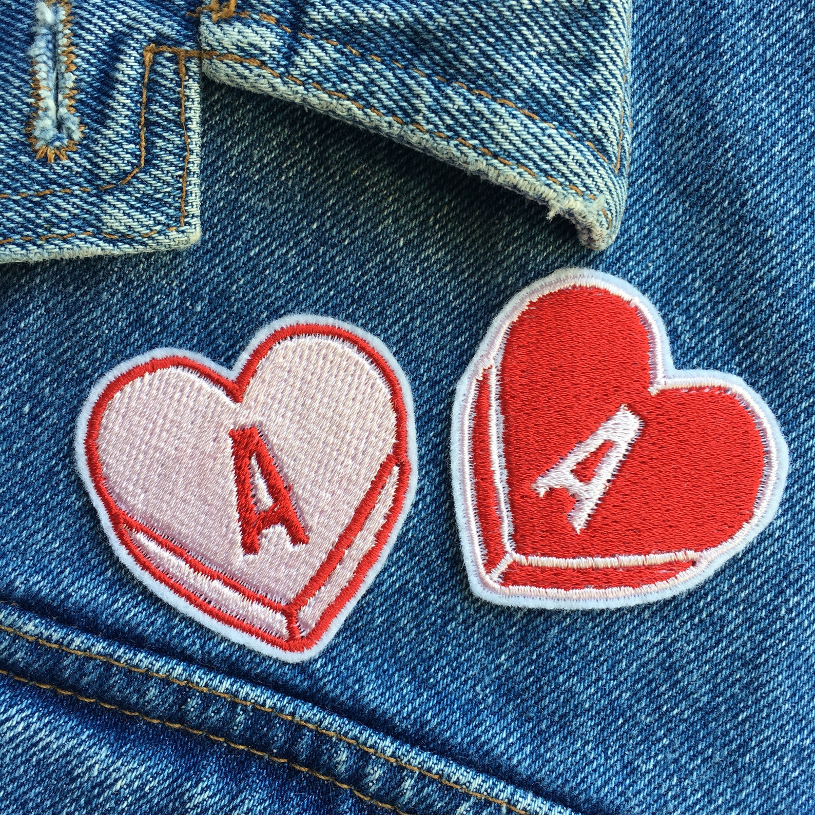 Custom Single Letter Initial Love Heart Red and Pink - Etsy