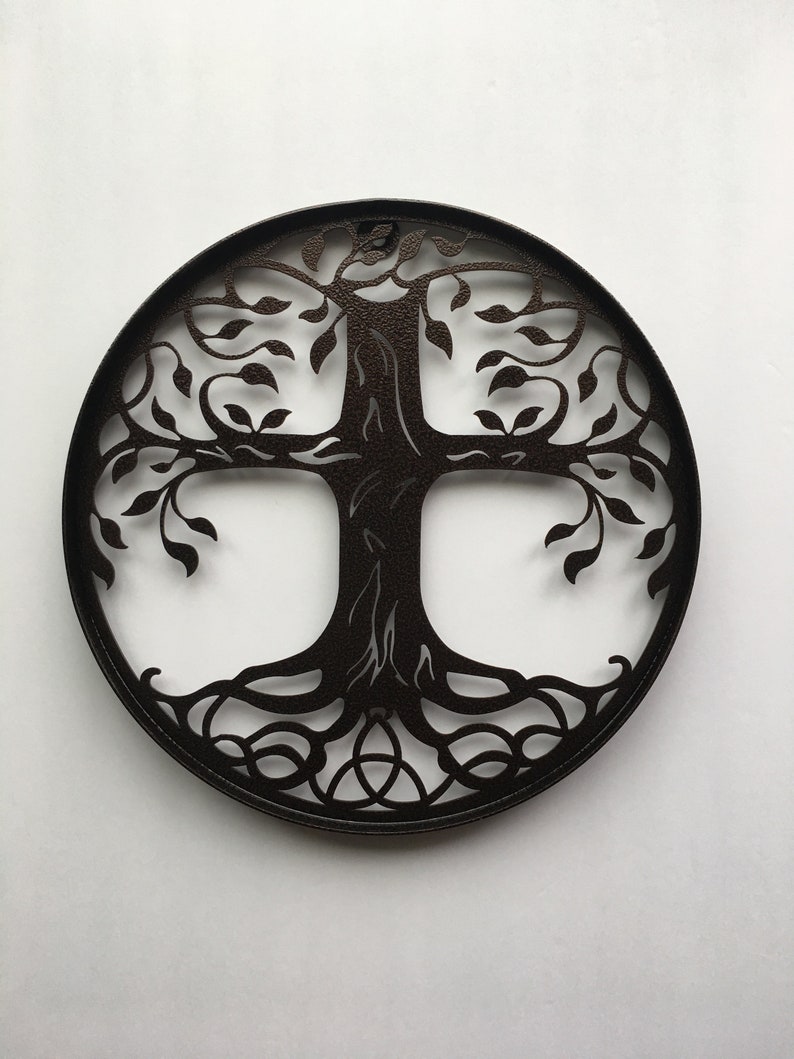 Small CROSS TREE of LIFE 13" Metal Art, Tree With Roots, Modern Tree ...