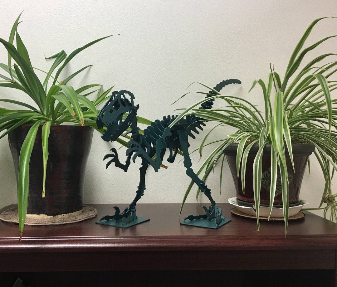 METAL RAPTOR DINOSAUR, 3D Metal Dinosaur Statue, Metal Yard Art, Patio ...