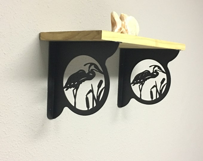 BLUE HERON Decorative Shelf Brackets (set of 2), Nature Decor, Outdoors ...
