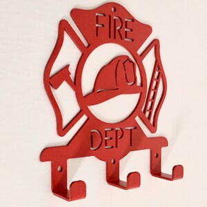 FIRE DEPT Decorative Wall Hook Hanger, Firefighter Decor, Fire ...
