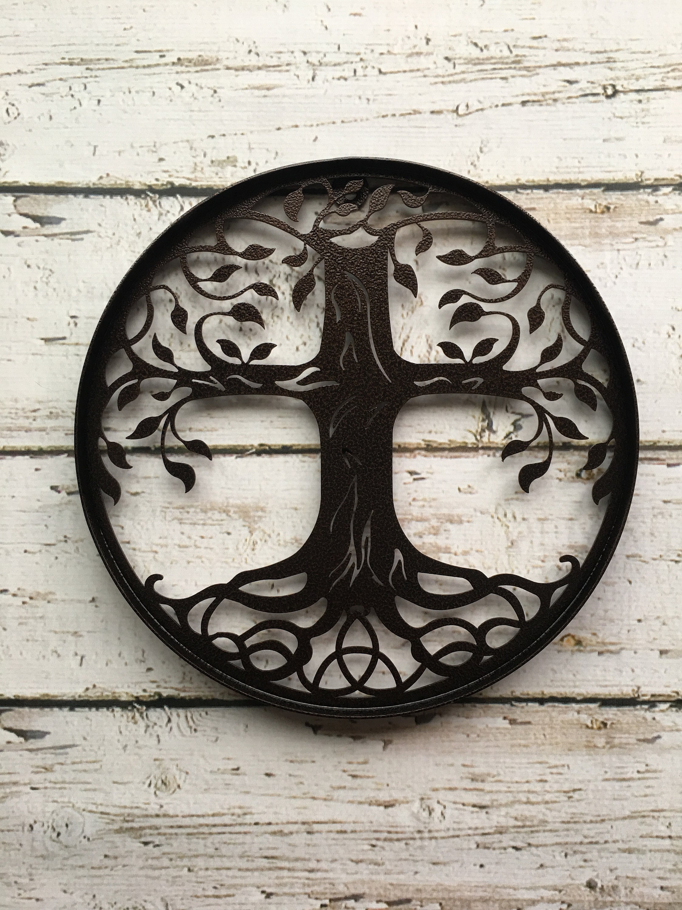 Small CROSS TREE of LIFE 13" Metal Art, Tree With Roots, Modern Tree ...