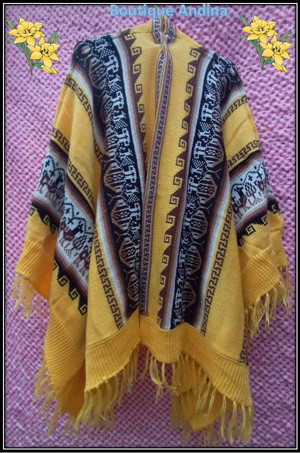 Ruana De Alpaca Con Diseños Hecho a Mano Por Artesanas - Etsy