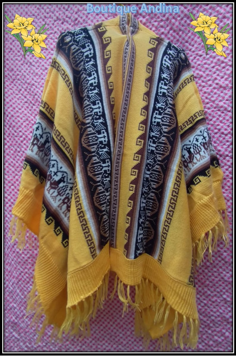 Handmade Alpaca Ruana With Peruvian Llamas Designs - Etsy