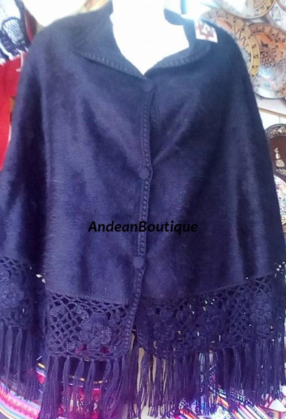 Alpaca Camargo Peruvian Layer Poncho Jacket Handmade With - Etsy