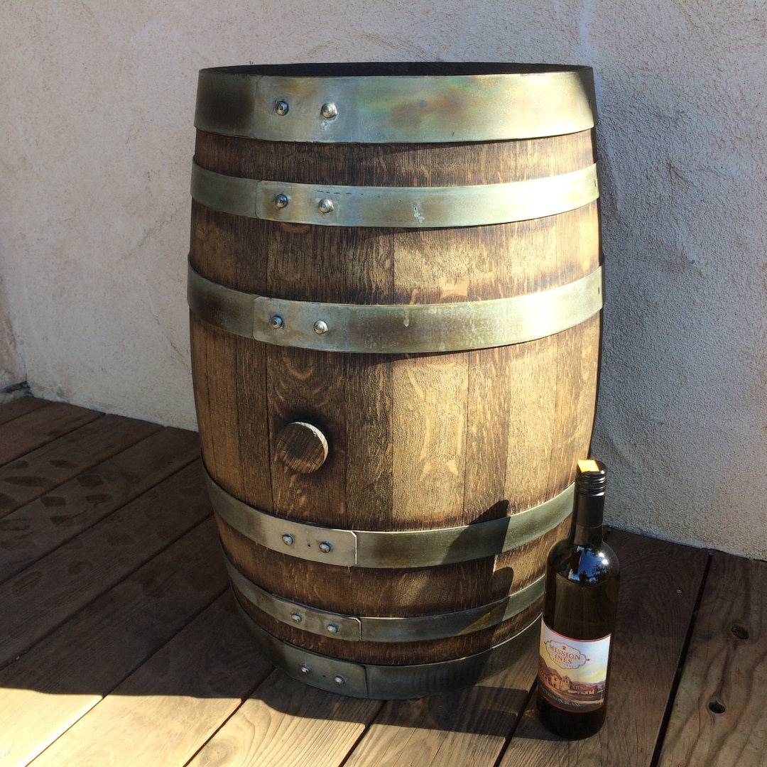 Small Rustic Wine Barrel Table: French Oak End Table, 20 Gallon - Etsy
