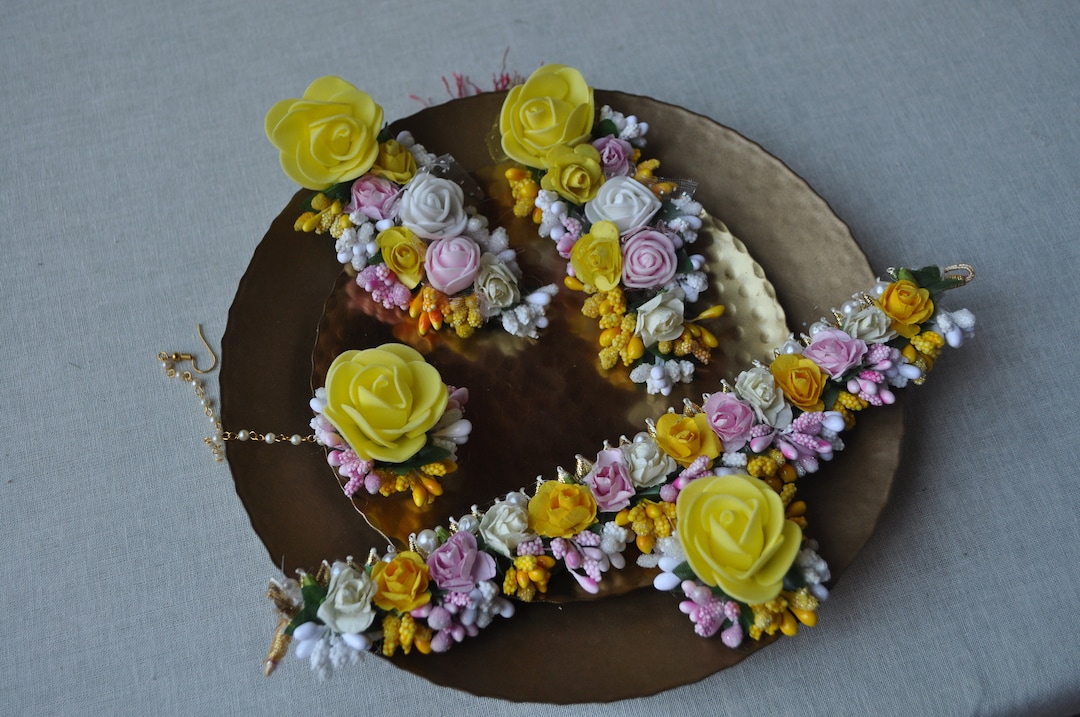 Indian Shaadi Flower Jewelry, Artificial Floral Jewelry Set, Indian ...