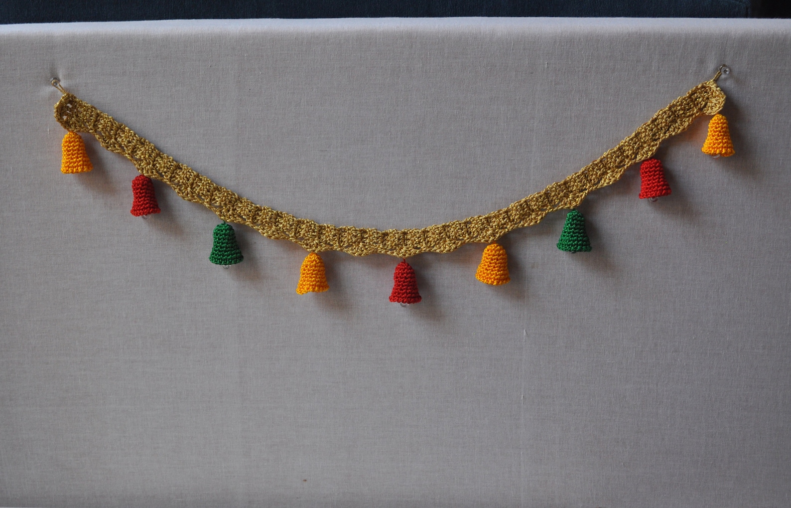 Indian Toran Door Hanging: Gold Temple Bells Home Decor, Diwali Puja ...