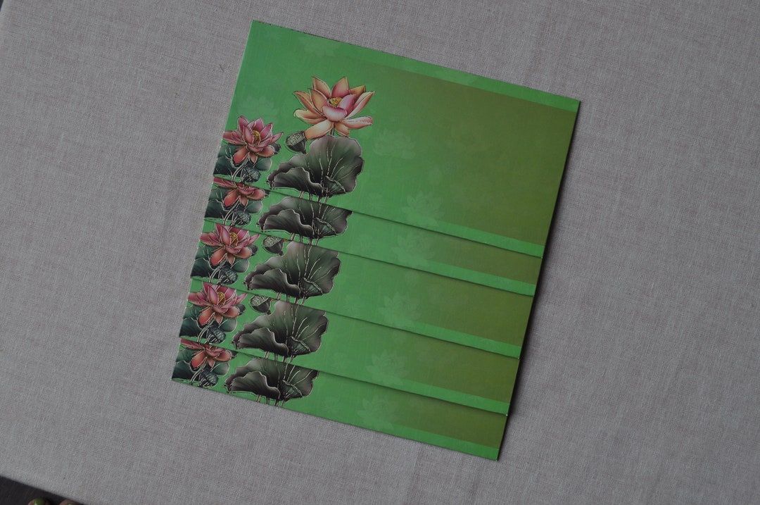 Set of 5 Cash Envelopes, Lotus Envelopes, Wedding Cash Gift Envelopes ...