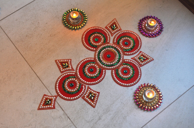 Indian Rangoli Puja Gift Acrylic Rangoli Diwali Party - Etsy