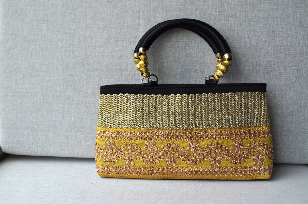 Gold Lace Handbag, Evening Party Bag, Woman's Handbag, Birthday Gift ...