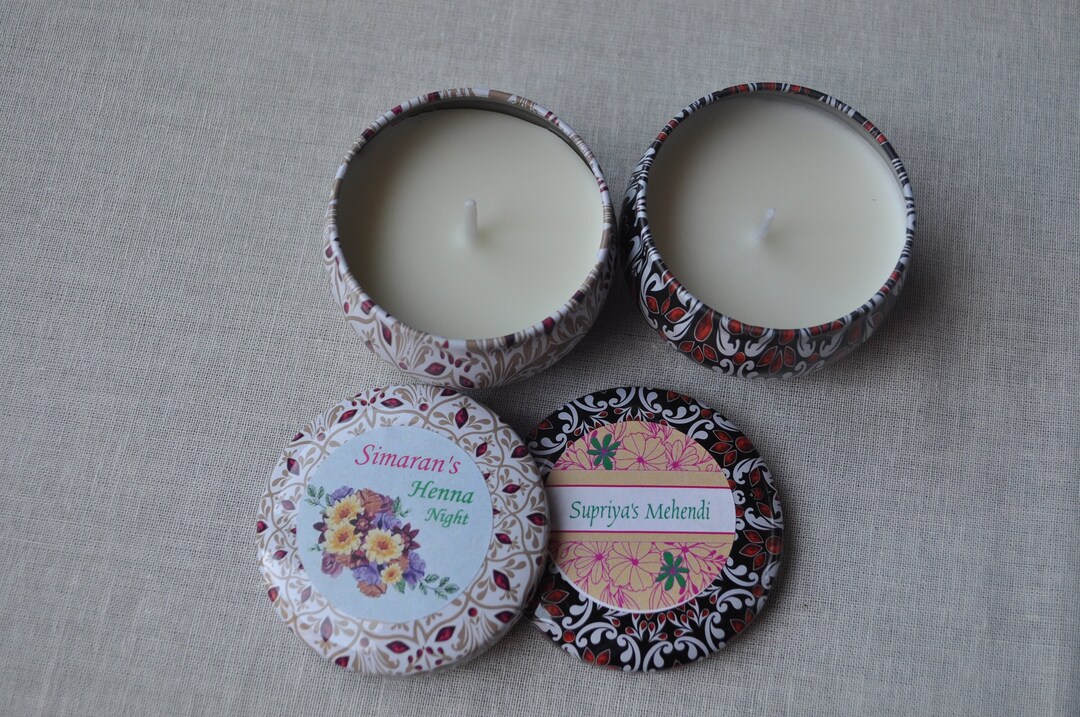 12 favores de tarro de velas, favor personalizado de fiesta Mehendi ...