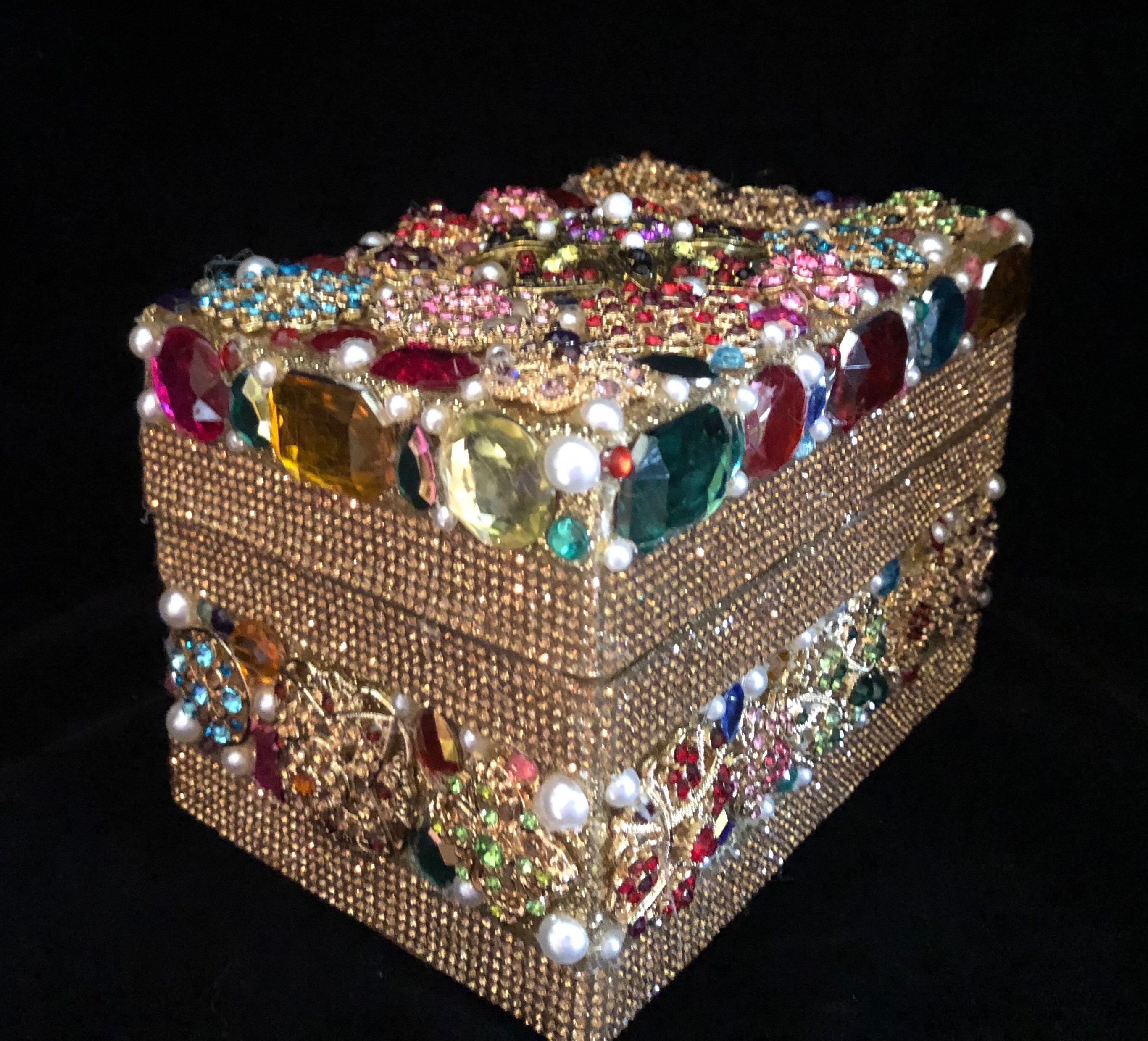 Gold and multi colored Jeweled Box | Etsy